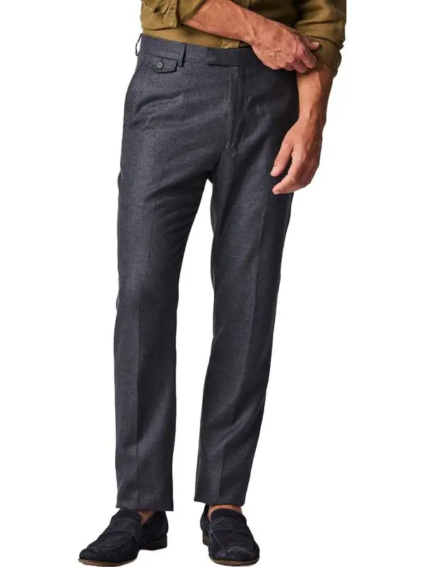 Billy Reid Flat-front Silk & Virgin Wool Dress Pants - Charcoal
