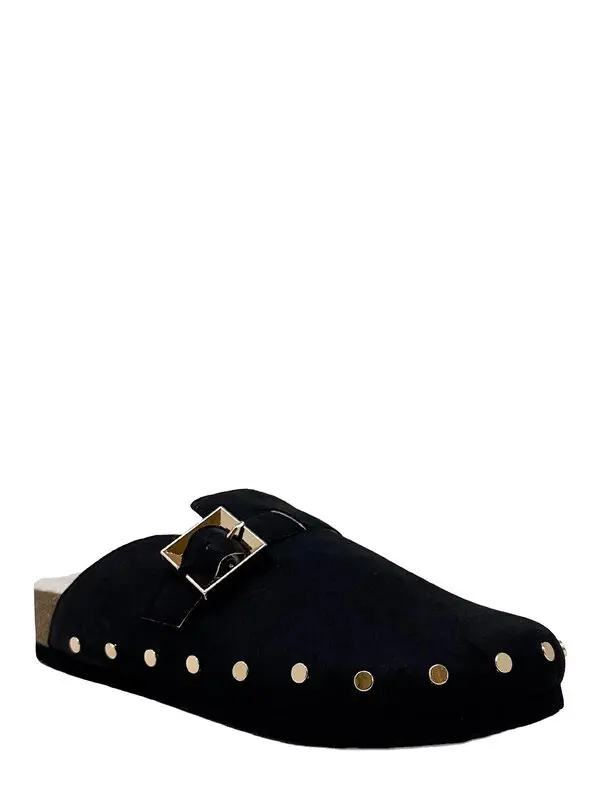 SHU SHOP Faux Shearling Lined Clogs - Black Suede