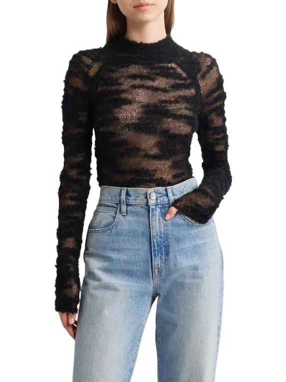 Cult Gaia Sima Mock Neck Sweater - Black