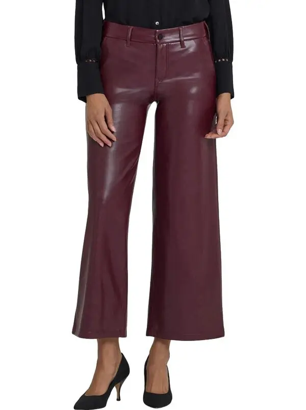 NYDJ Faux Leather Wide Leg Ankle Pants - Tavern