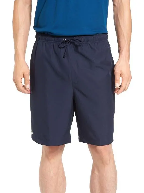 Lacoste Sport Diamante Drawstring Athletic Shorts - 166 Navy Blue