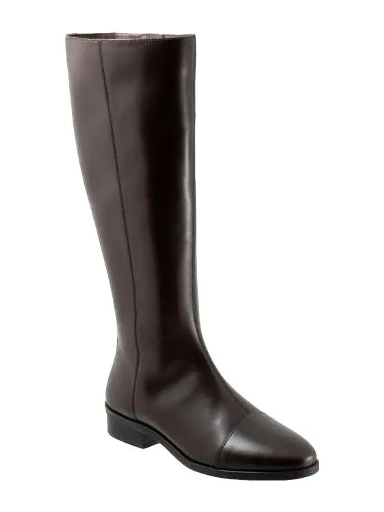 Trotters Alexis Cap Toe Knee High Boots - Dark Brown
