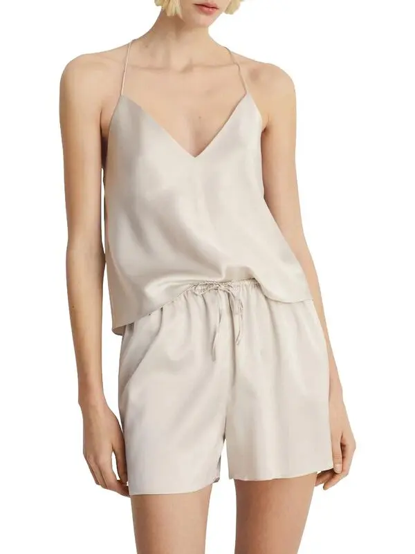 Mango Stretch Silk Pajama Camisole - Light/pastel Grey