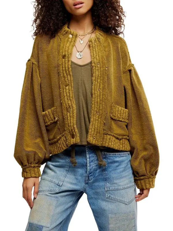 Free People Drop Shoulder Cardigan - Fir Green