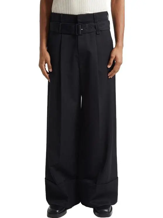 Simone Rocha Double Belt Loop Wide Leg Pants - Black