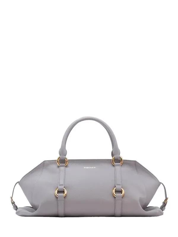Alexander McQueen Medium Farringdon Leather Satchel - Grey/gold