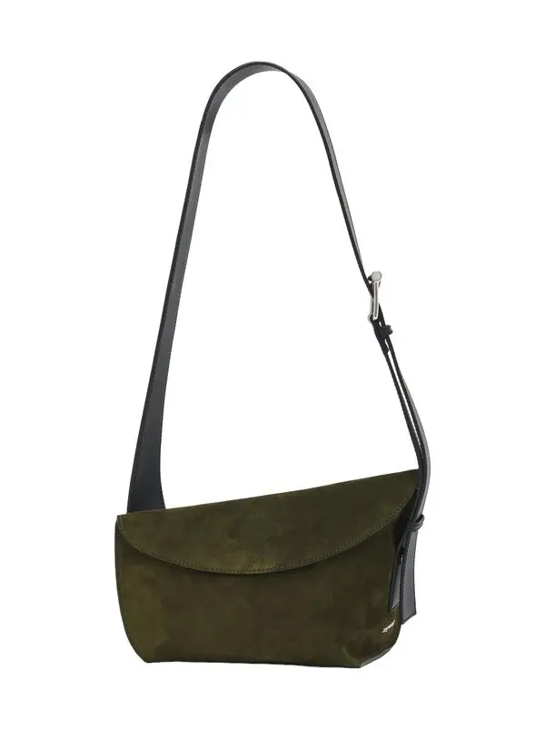 Alexander McQueen Large T-bar Suede Sling Bag - Military/black/silver