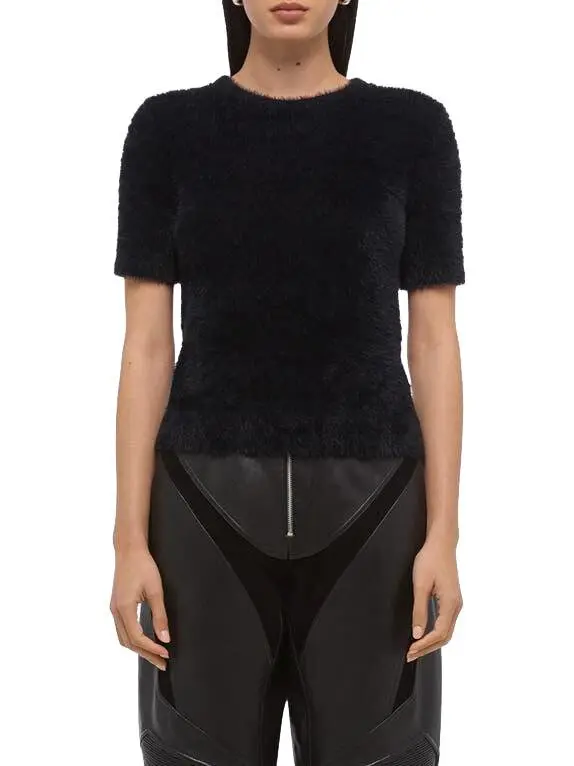 Helmut Lang Eyelash Faux Fur Crop Top - Black