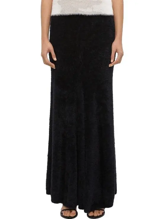 Helmut Lang Faux Fur Maxi Skirt - Black