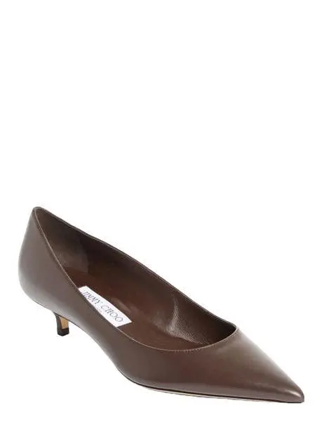 JIMMY CHOO Amelia Pointed-toe Kitten Heel Pump - Chocolate