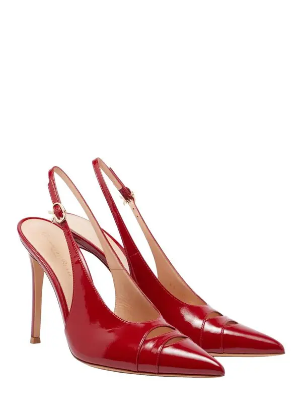 GIANVITO ROSSI 105 Patent Leather Slingback Pumps - Red
