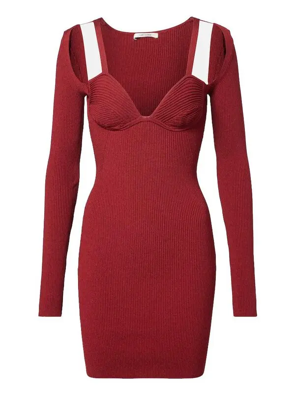 NENSI DOJAKA Cutout Knitted Minidress - Burgundy