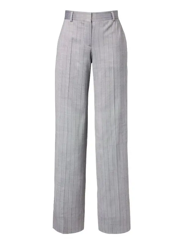 Stella McCartney Striped Wool Wide-leg Trousers - Grey