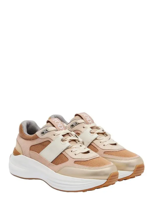 TOD'S Leather-trimmed Sneakers - Beige
