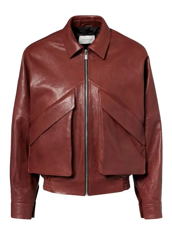 Magda Butrym Leather Bomber Jacket - Burgundy
