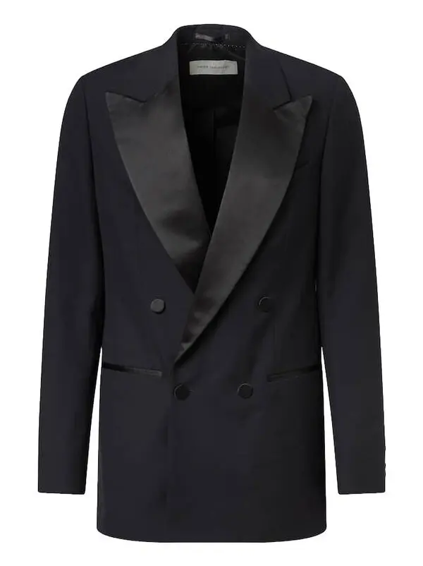 Dries Van Noten Double-breasted Wool And Silk Suit Jacket - Black