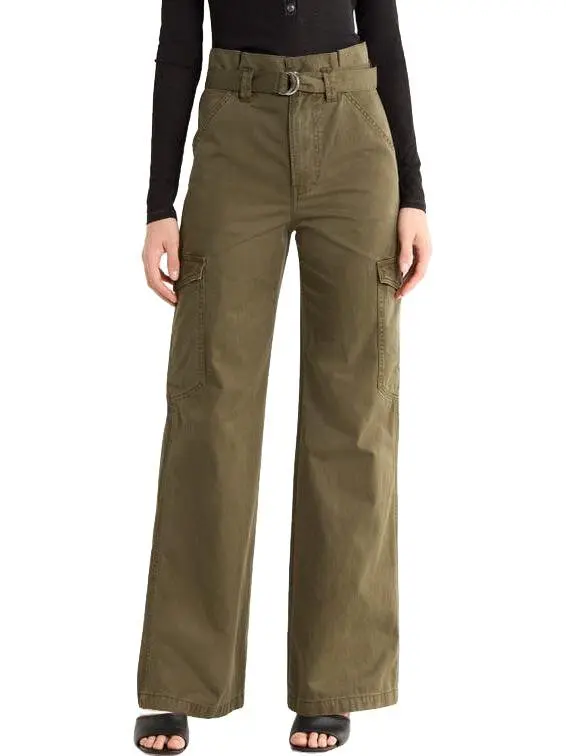 Veronica Beard Damara Belted Wide Leg Cargo Pants - Cypress
