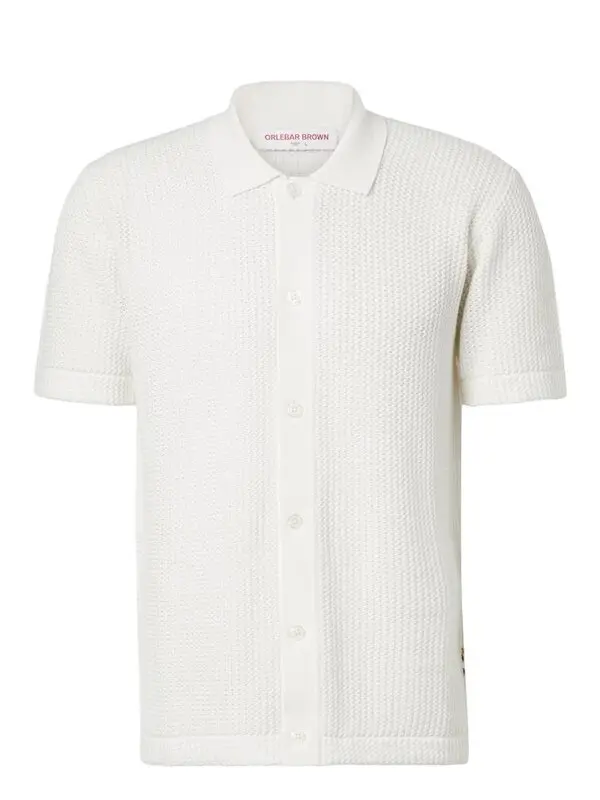 Orlebar Brown Tiernan Crochet Cotton Polo Shirt - White