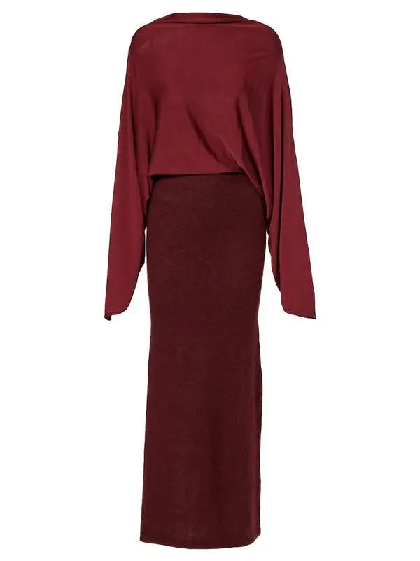 AYA MUSE Pine Caped Maxi Dress - Burgundy