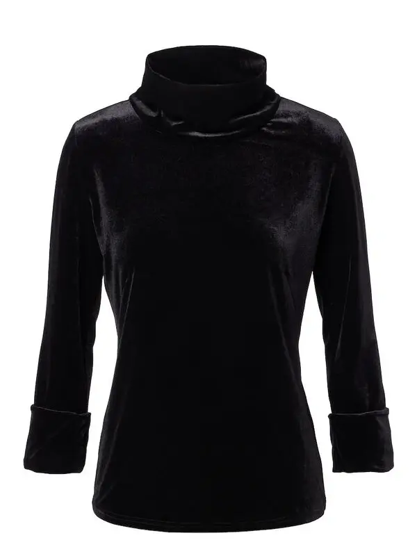 Dorothee Schumacher Velvet Turtleneck Top - Black