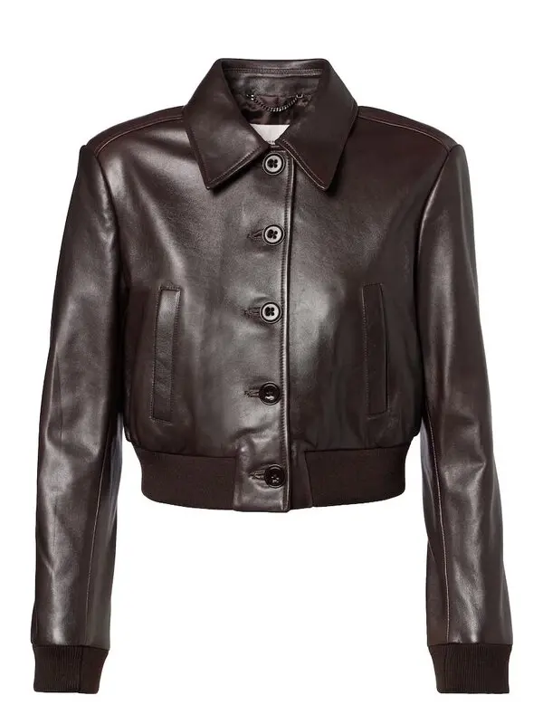 Dorothee Schumacher Cropped Leather Jacket - Brown