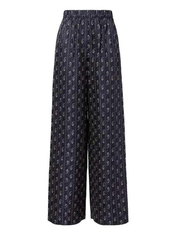 Tory Burch Paisley Jacquard Wide-leg Pants - Blue