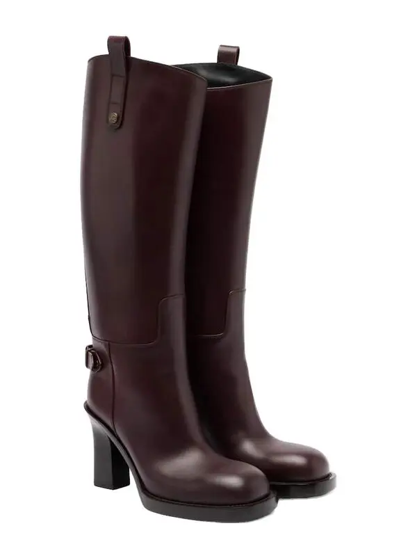 Burberry Cavalier 85 Leather Knee-high Boots - Burgundy