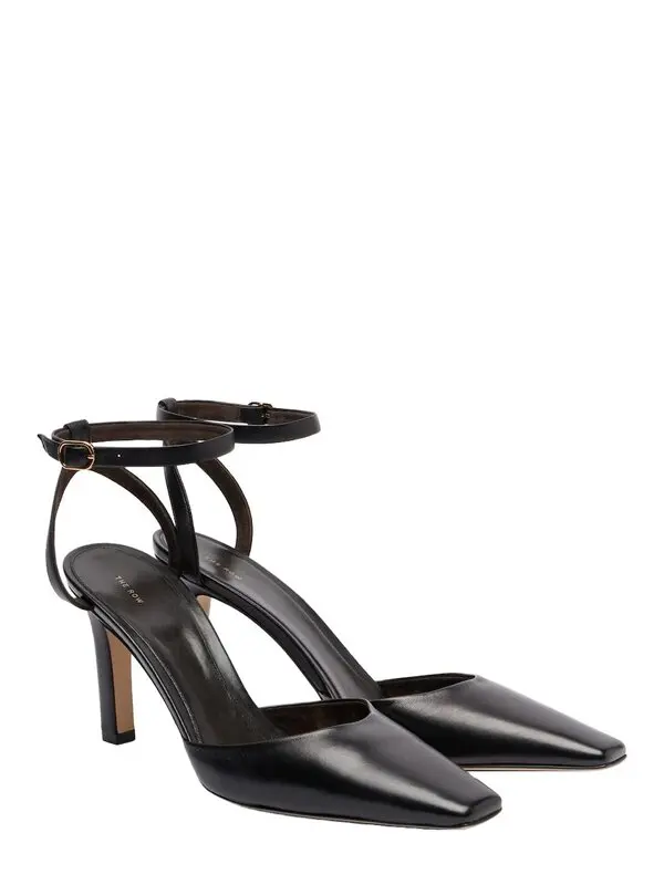 THE ROW Carla 80 Leather Sandals - Black