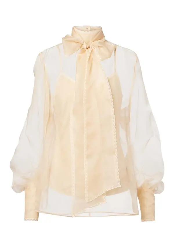 Zimmermann Bow-detail Silk Organza Blouse - Beige