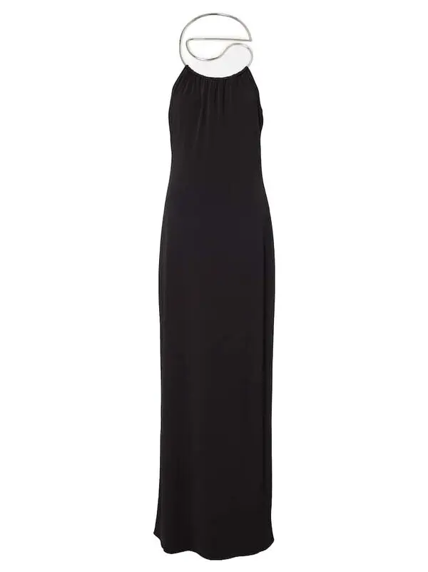 Coperni Logo Embellished Halterneck Gown - Black