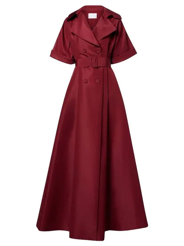 Carolina Herrera Belted Silk Gown - Burgundy