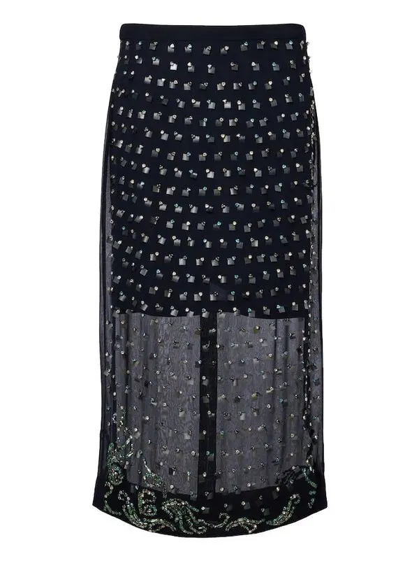 Dries Van Noten Embellished Midi Skirt - Blue