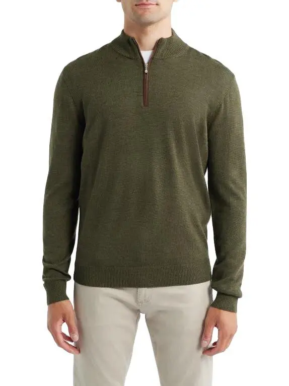 Johnnie-o Raynor Merino Wool Quarter Zip Sweater - Forged