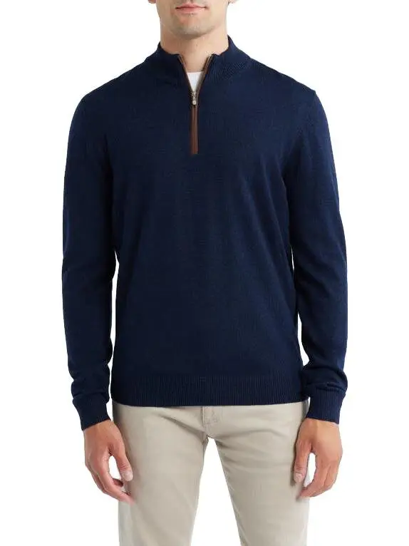 Johnnie-o Raynor Merino Wool Quarter Zip Sweater - Navy
