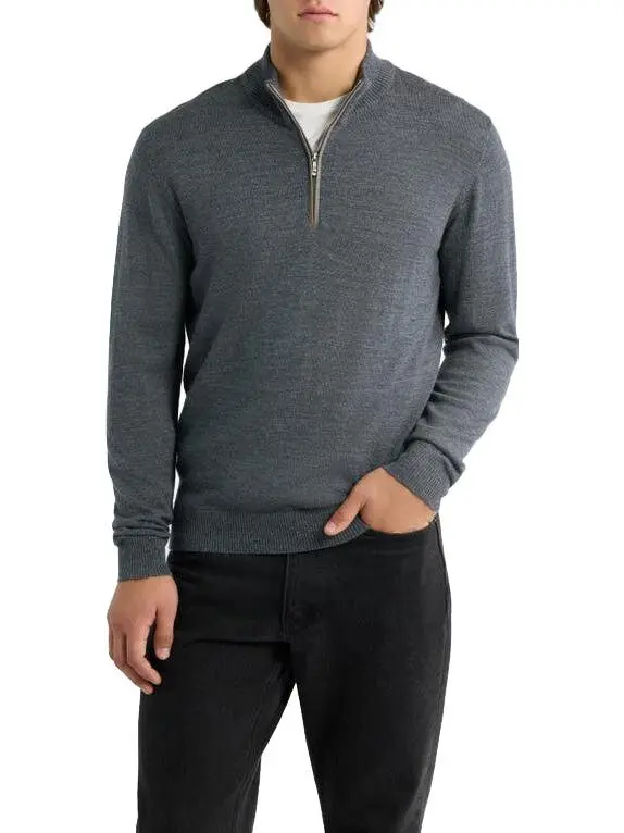 Johnnie-o Raynor Merino Wool Quarter Zip Sweater - Shadow