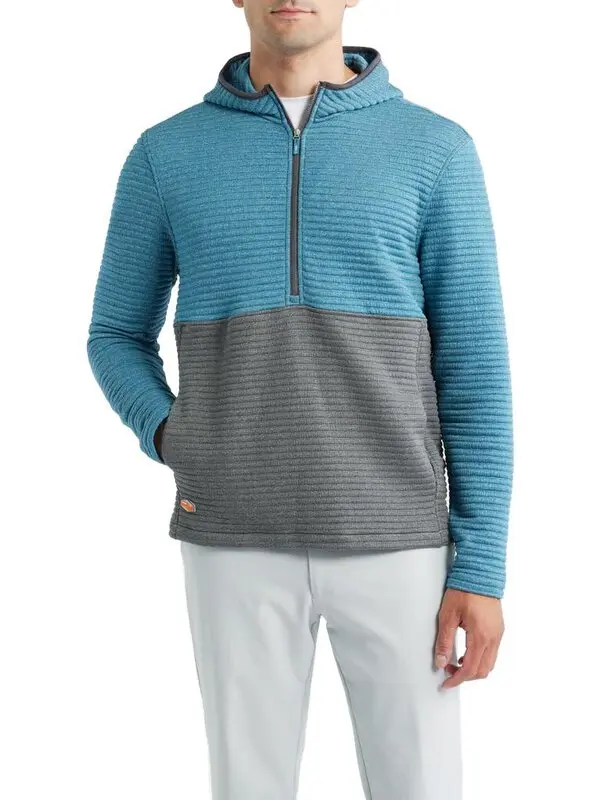 Johnnie-o Werner Rib Colorblock Half Zip Hoodie - Mercury