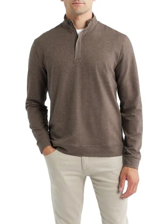 Johnnie-o Rubin Herringbone Quarter Zip - Bison