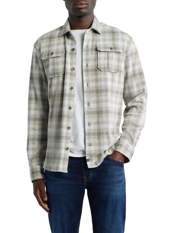 Johnnie-o Marcelo Plaid Flannel Knit Button-up Shirt - Light Gray