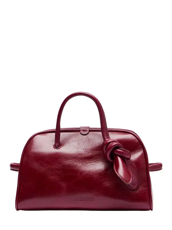 Jacquemus Turismo Small Patent Leather Tote Bag - Burgundy