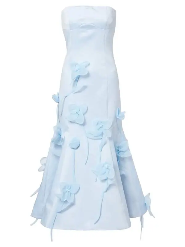 Remain Birger Christensen Floral-appliqué Strapless Gown - Blue