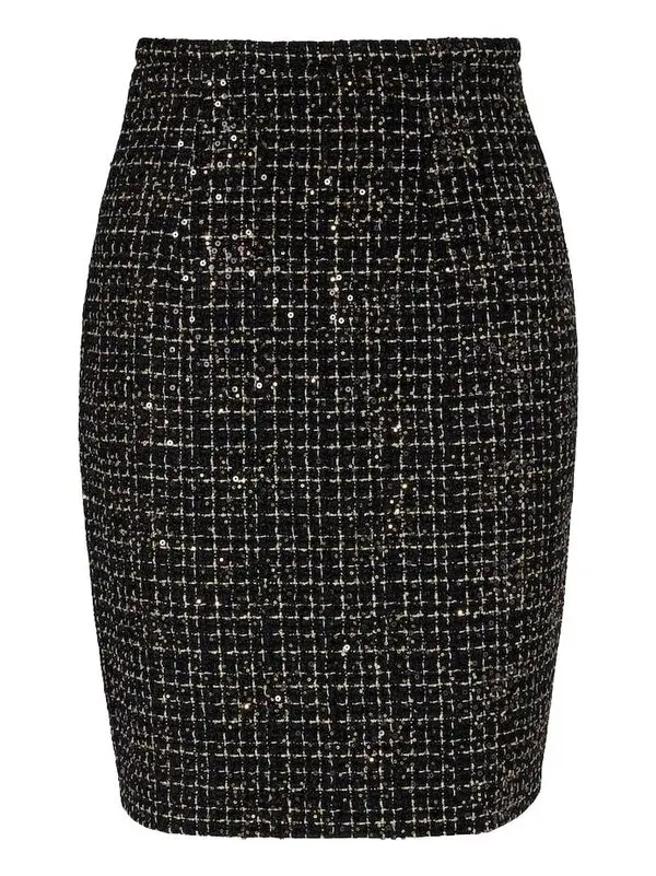 Safiyaa Ayaka Sequined Tweed Pencil Skirt - Black