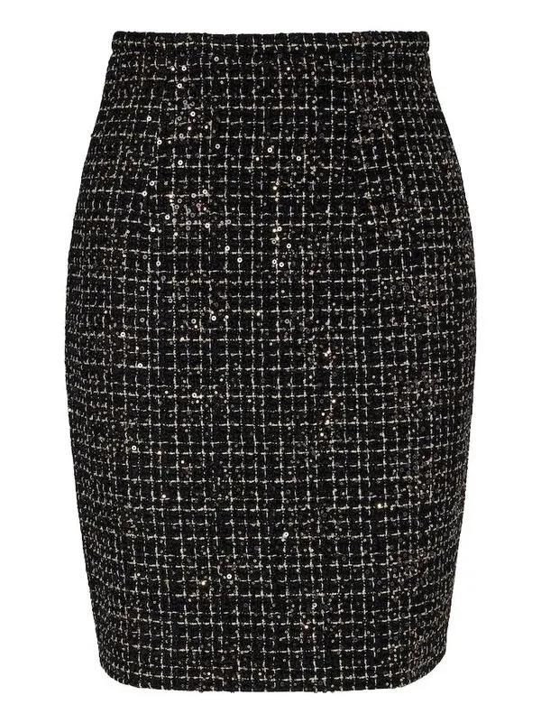 Safiyaa Ayaka Sequined Tweed Pencil Skirt - Black