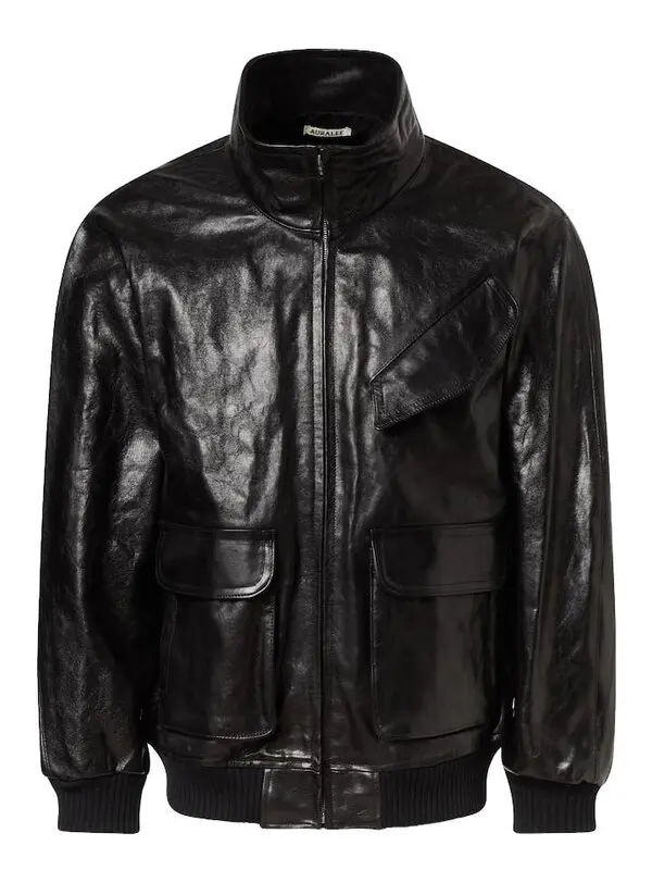 Auralee Leather Blouson Jacket - Black