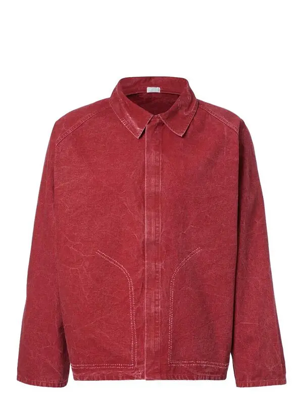 A.PRESSE Vintage Distressed Denim Jacket - Red