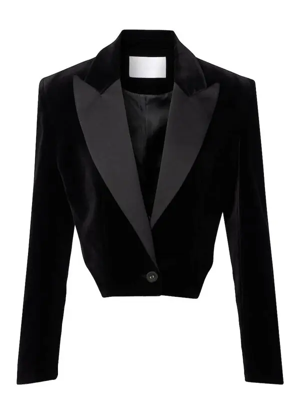Costarellos Cotton Velvet Blazer - Black