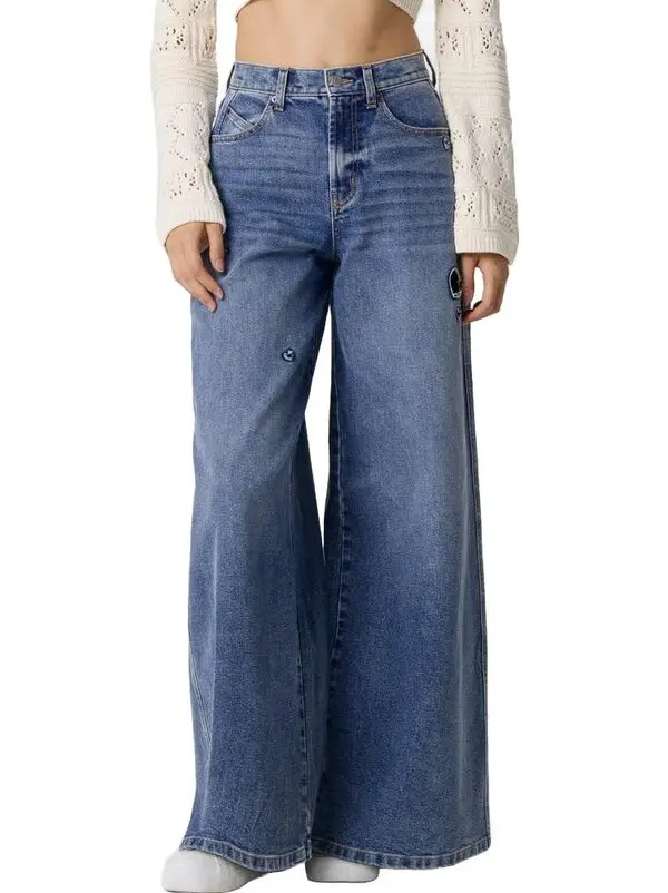 FLORENCE BY MILLS Total Softie Heart Wide-leg Jeans - Med Wash