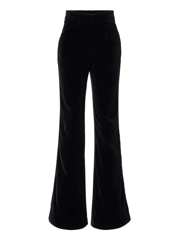 Costarellos Cotton Velvet Wide-leg Trousers - Black