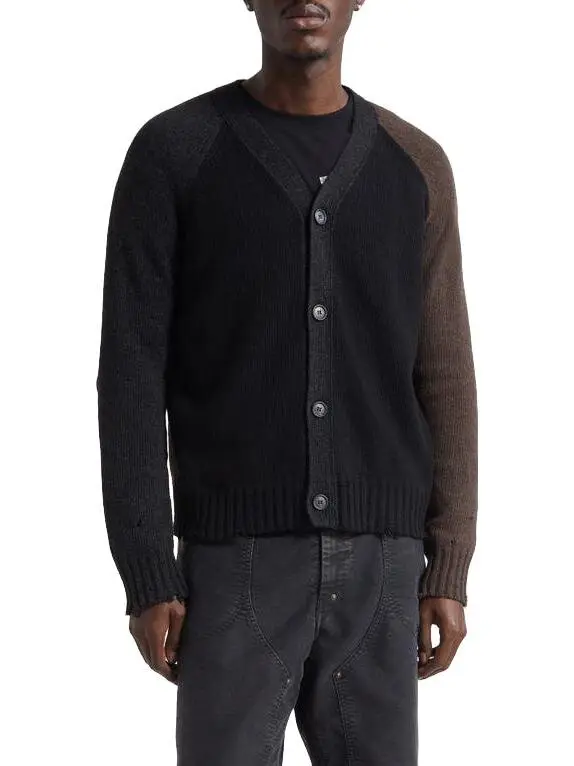 MAISON MARGIELA Distressed Wool Blend Cardigan - Color Block