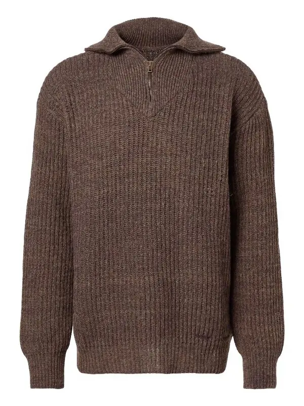 MAISON MARGIELA Wool And Cotton Half-zip Sweater - Brown