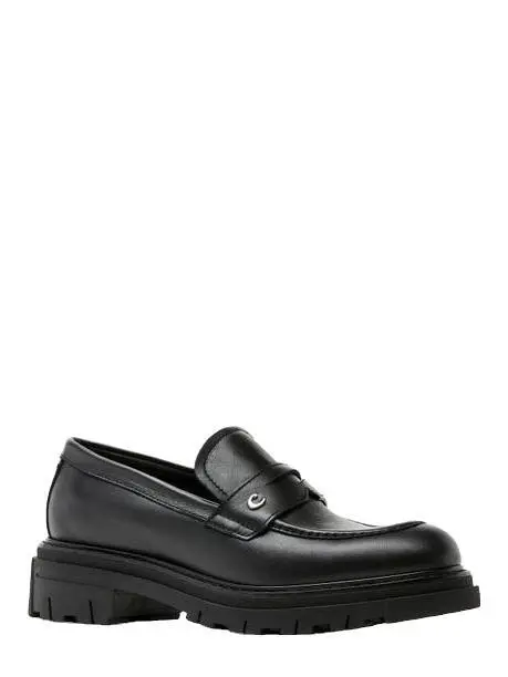 La Canadienne Waterproof Platform Penny Loafer - Black Leather